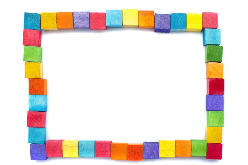 Free image of Rectangular frame of colorful wooden blocks